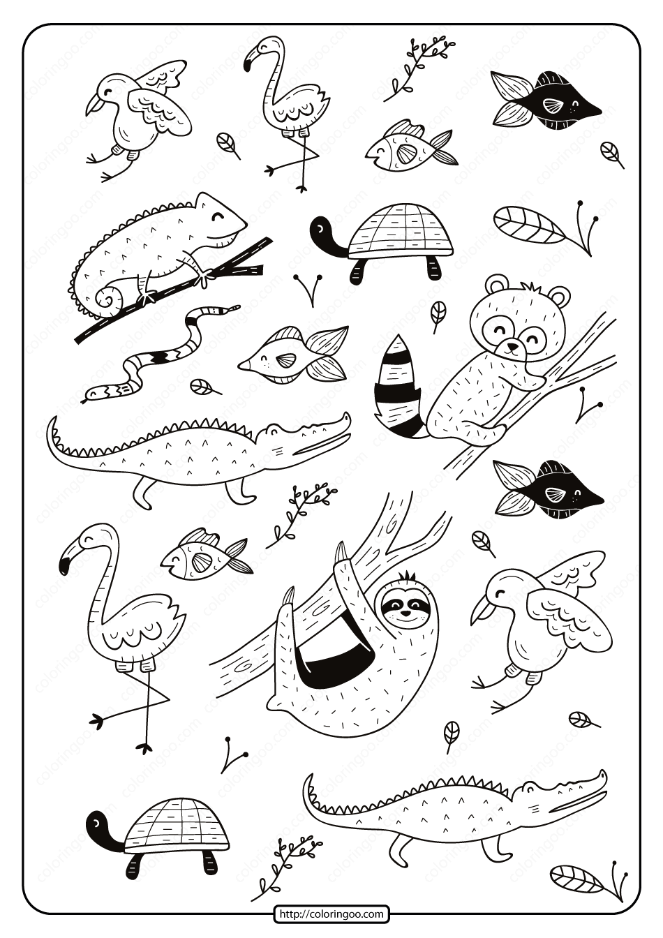 Free Printable Tropical Animals Coloring Pages