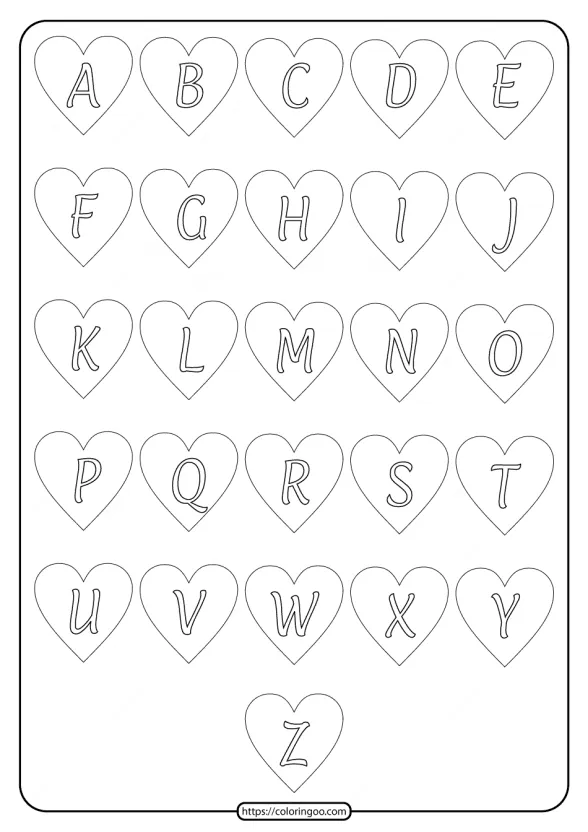 Free Printable Heart Shaped Alphabet Uppercase Letters