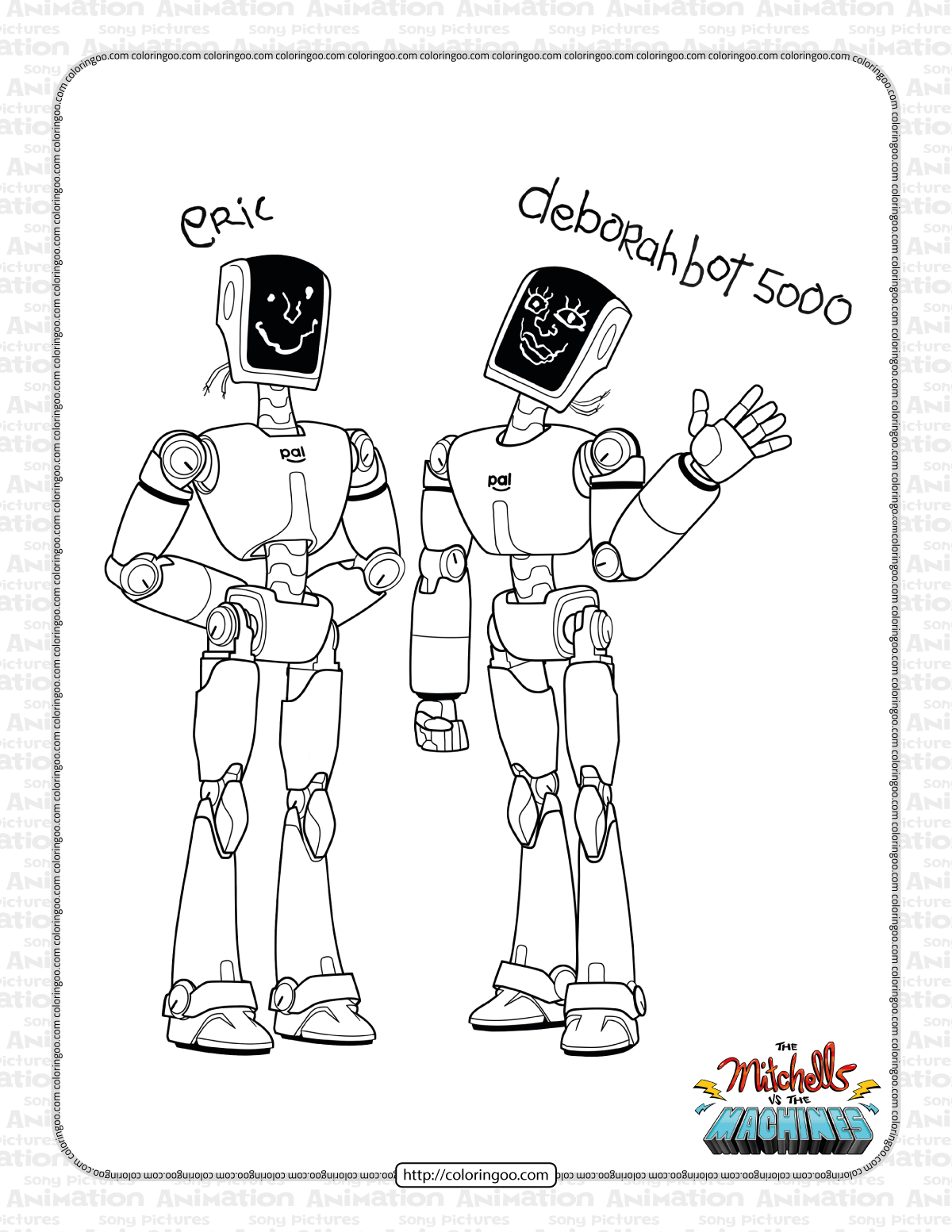 The Mitchells vs The Machines Robots Coloring Page