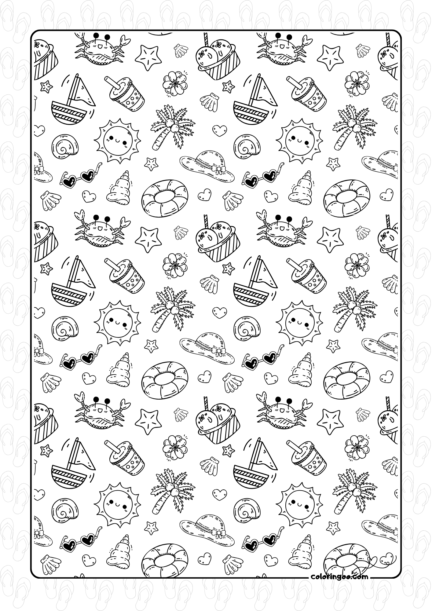 Summer Doodle Coloring Page