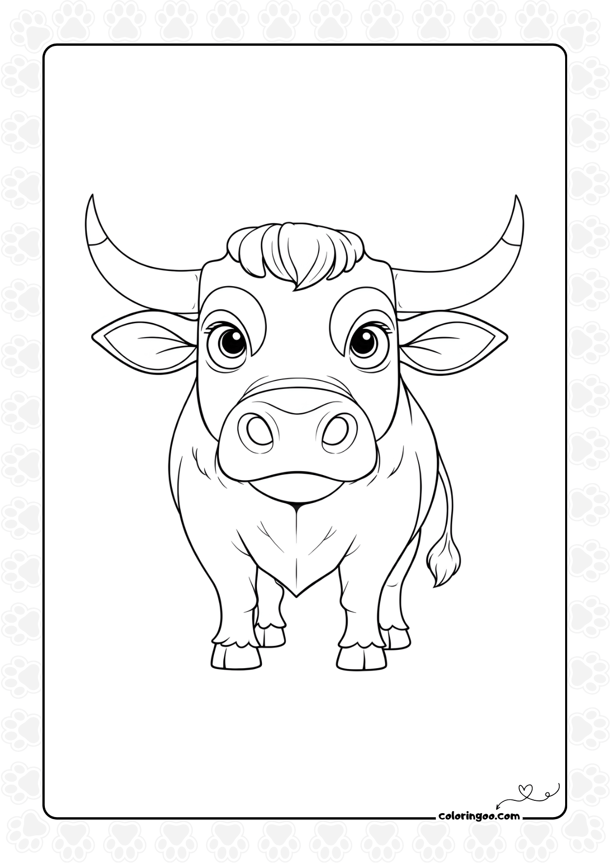 Bull with Horns Coloring Sheet