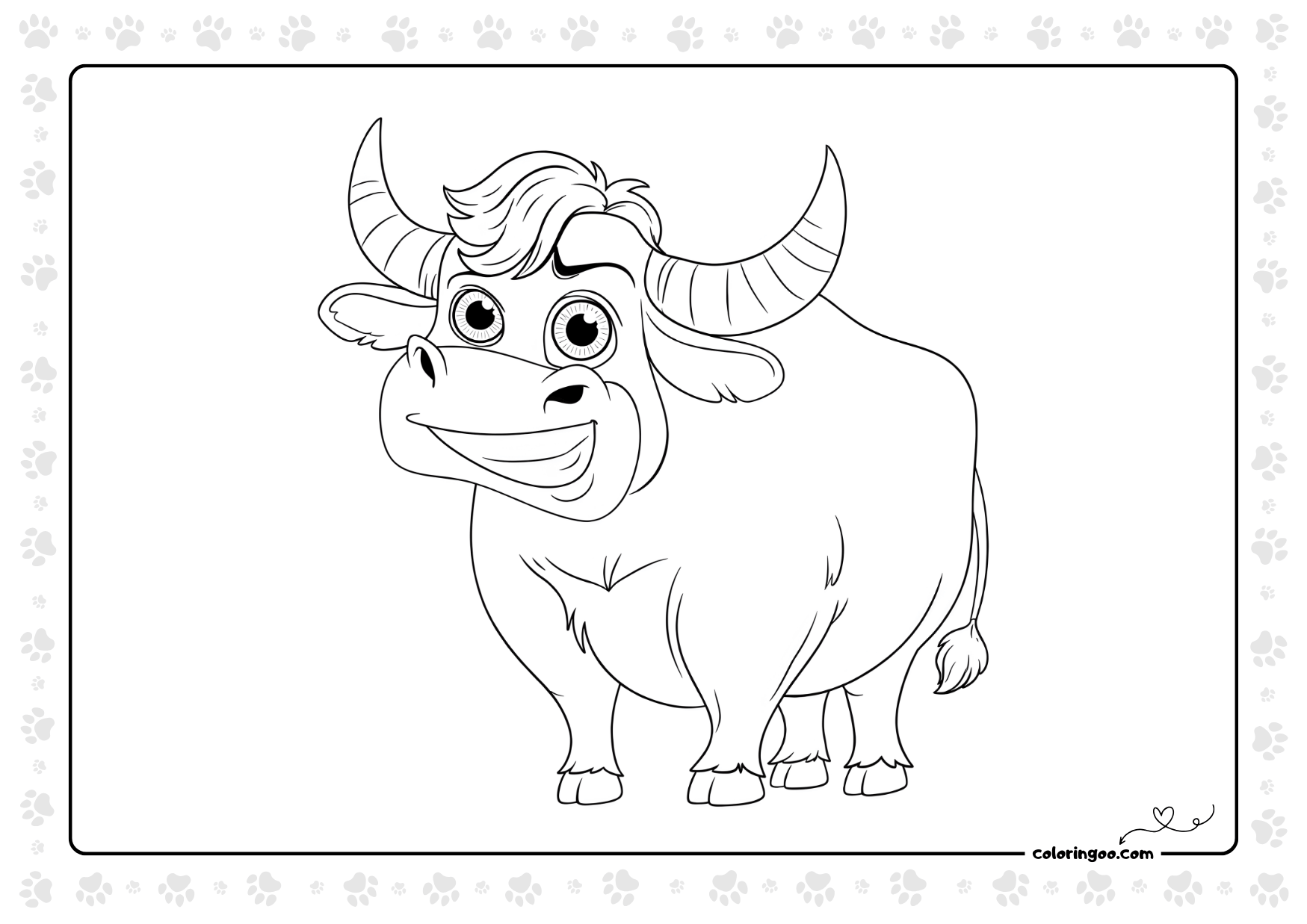 Cartoon Bull Coloring Sheet