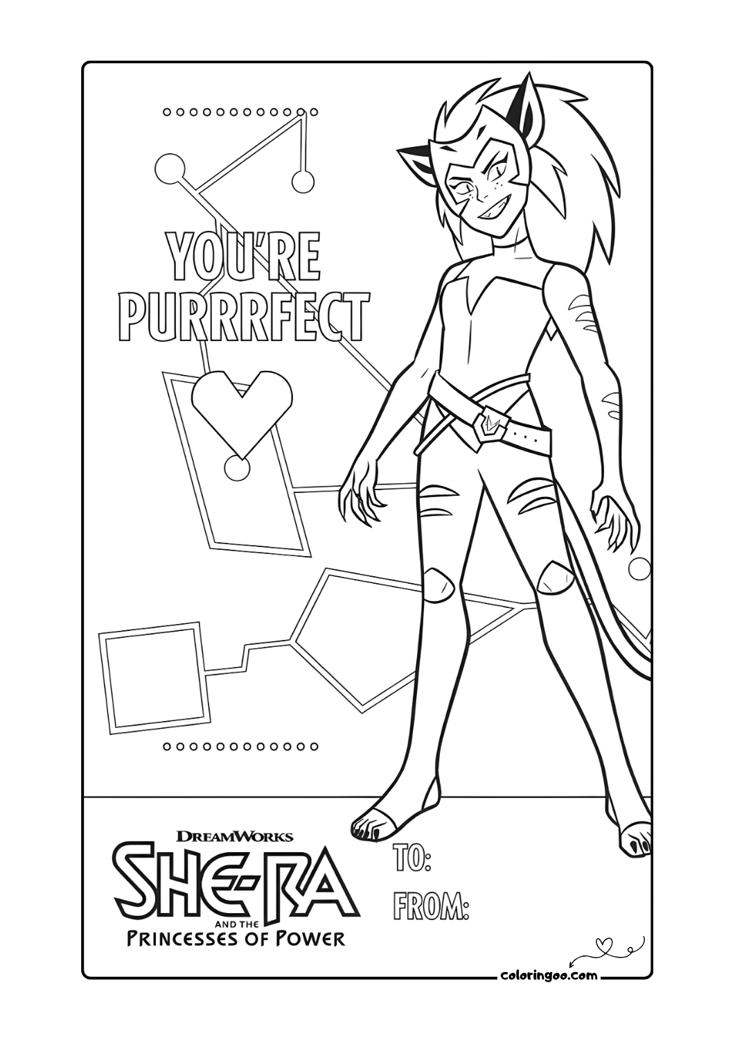 Catra Valentines Card Coloring Activity