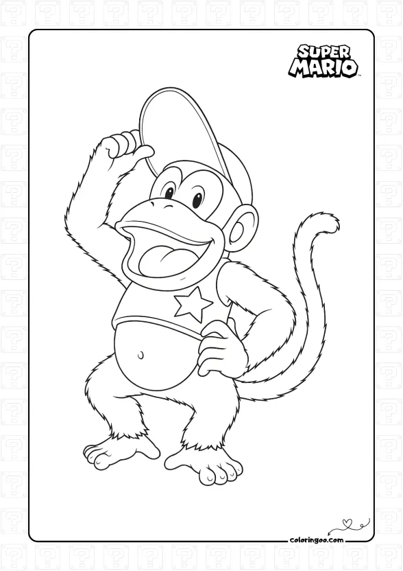 Diddy Kong Coloring Page