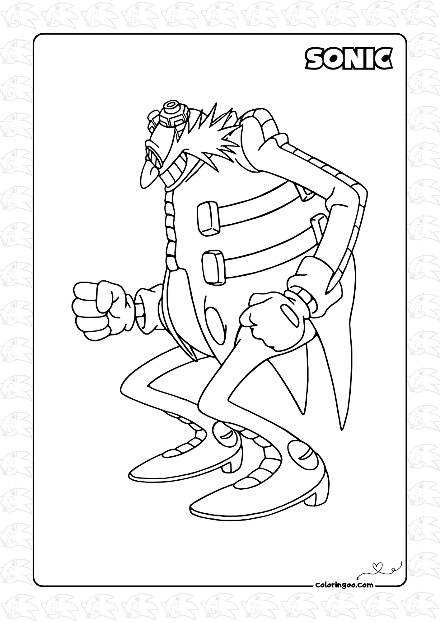 Dr Eggman from Sonic Coloring Page