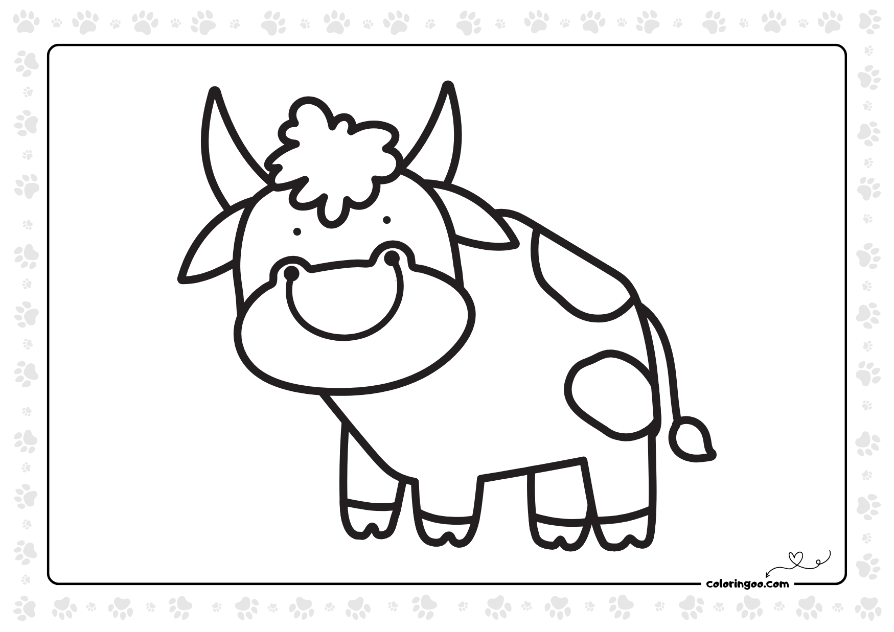 Easy Cute Bull Coloring Sheet