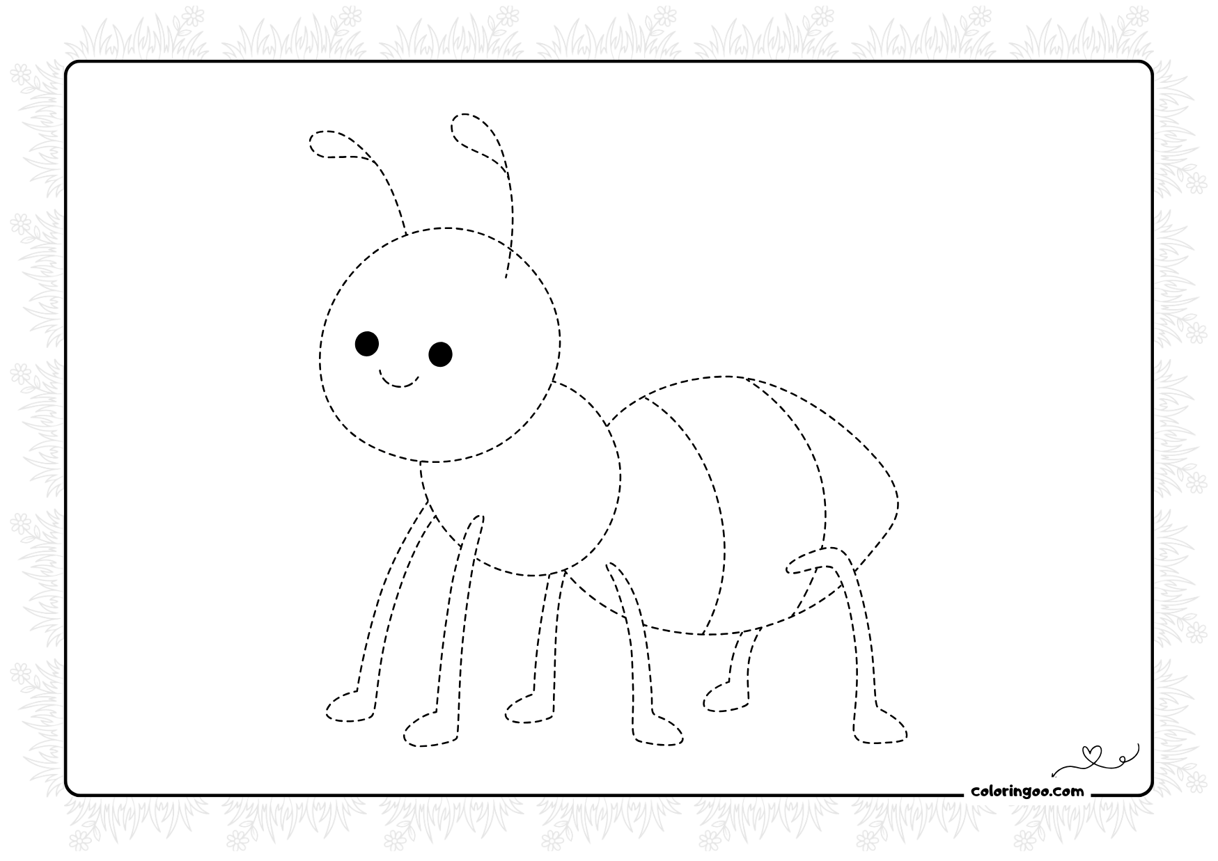 Easy Tracing Ant Coloring Pages