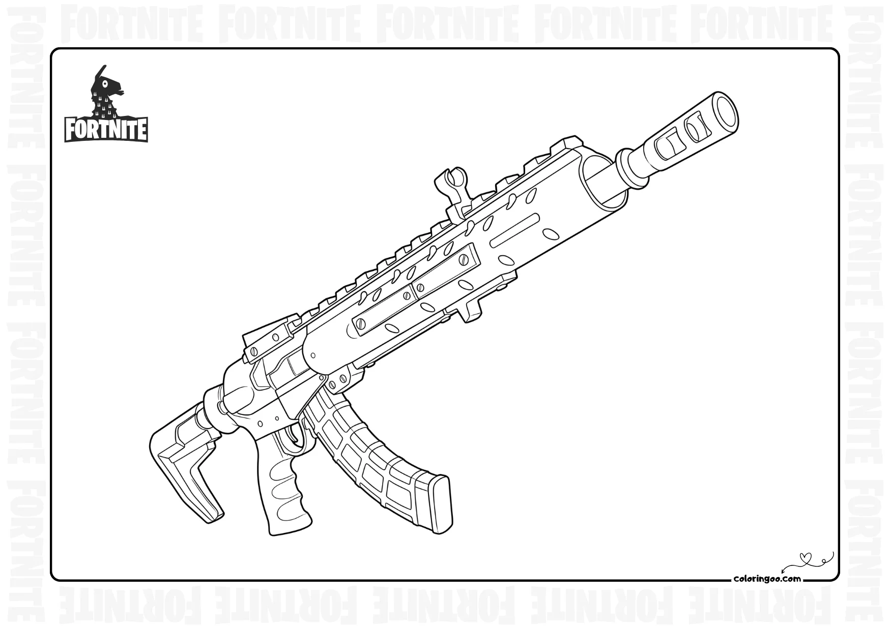 Fortnite Weapon Heavy Assault Rifle High Tier Coloring Page