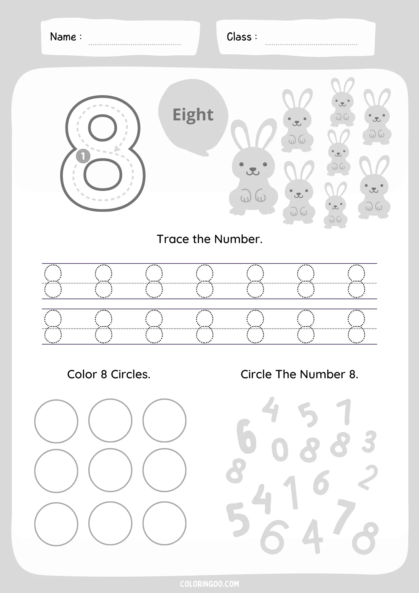 Number 8 Tracing Worksheet