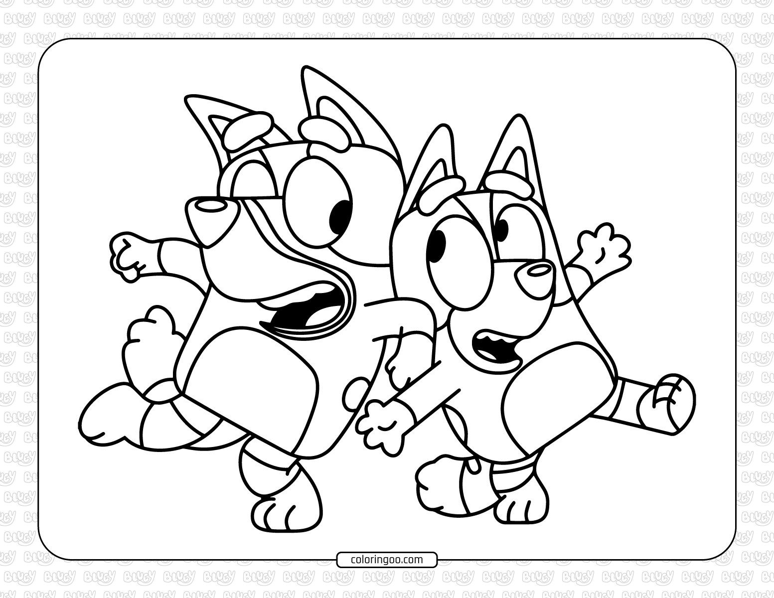 Bluey and Bingo Dancing Coloring Page