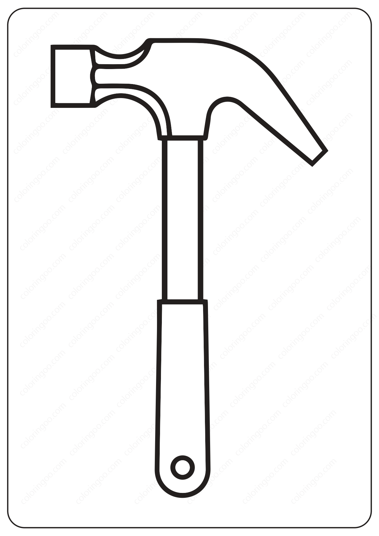 Hammer Outline Coloring Page