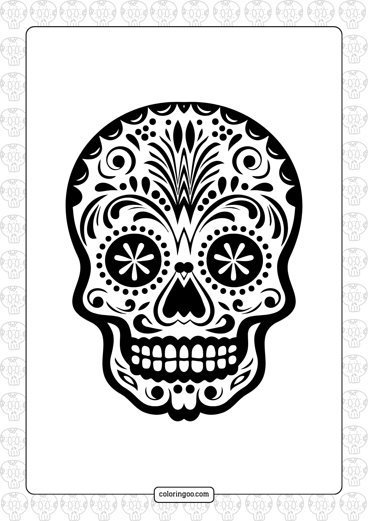Mexico Sugar Skull Coloring Page