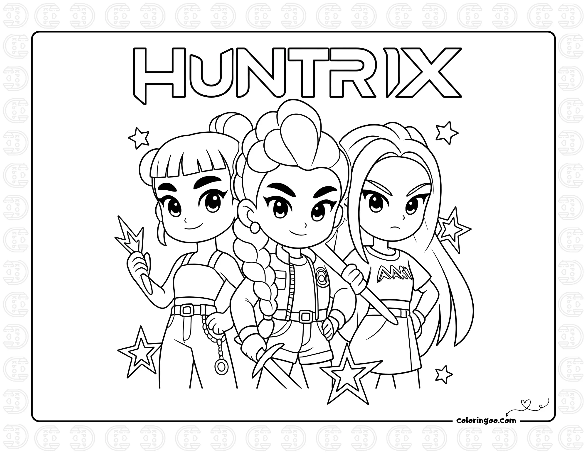 Demn Hunter Kpop Coloring Page