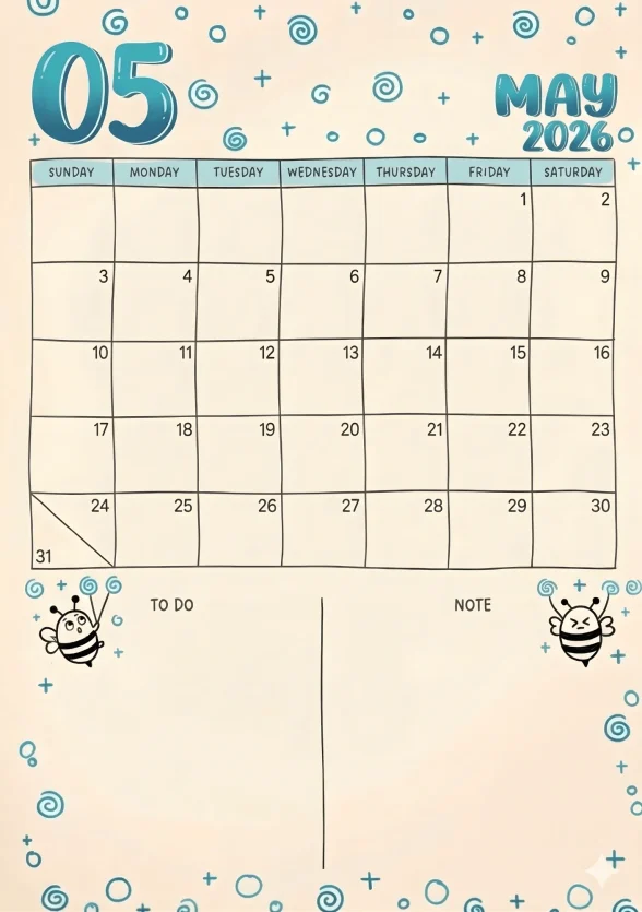 Free 2026 May Calender
