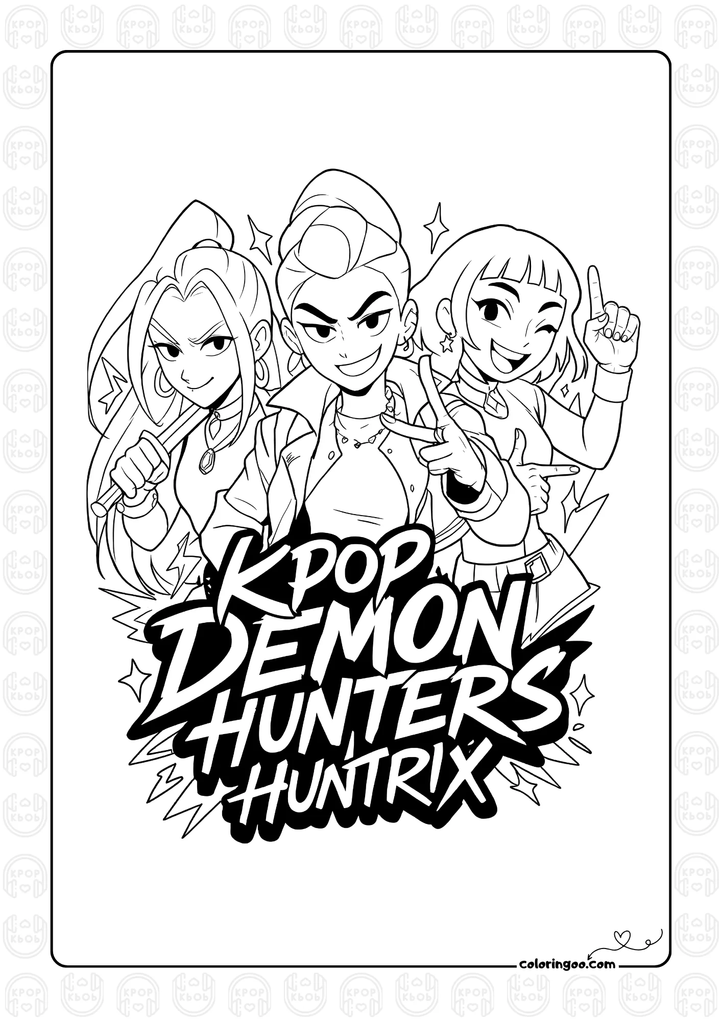 Kpop Demon Hunters Coloring Sheet